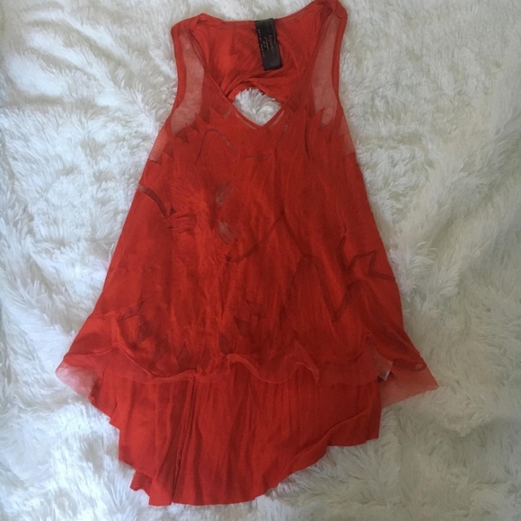 Tops | Mesh Flowy Red Tank Top | Poshmark